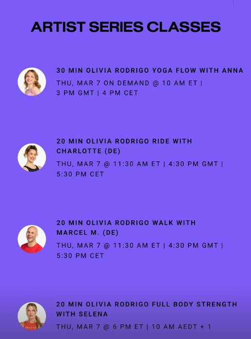 Peloton's Olivia Rodrigo Artist Series - The Clip Out