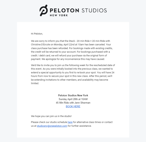 Peloton 2024 Spring Closure Date Change - The Clip Out