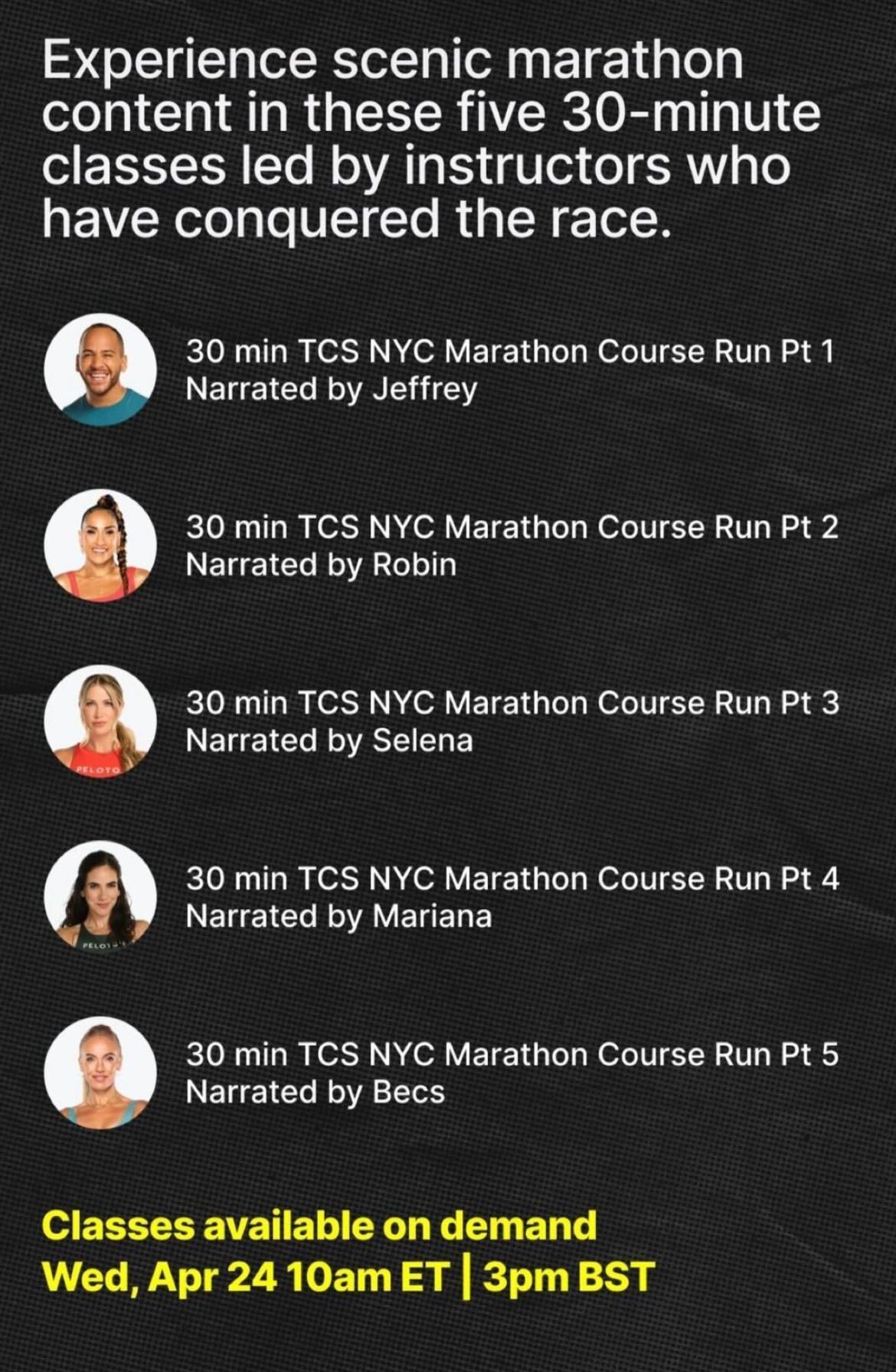Peloton Introduces New TCS NYC Marathon Classes - Longest Ever!