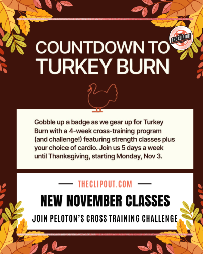 Peloton's New Countdown to Turkey Burn Classes - The Clip Out
