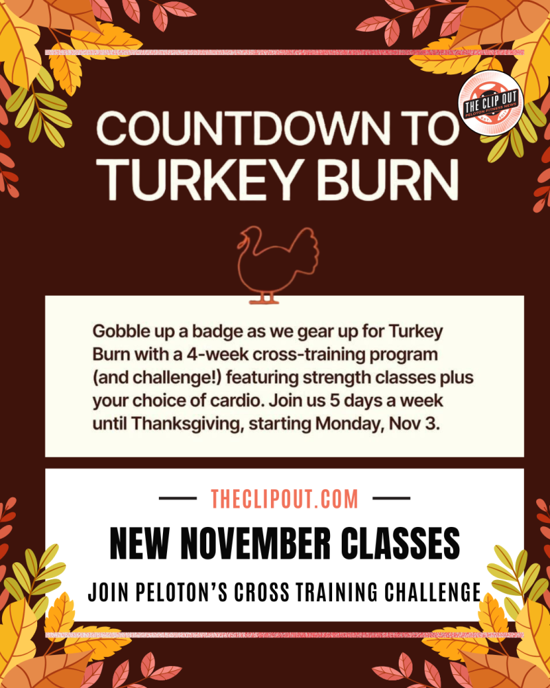 Peloton's New Countdown to Turkey Burn Classes - The Clip Out