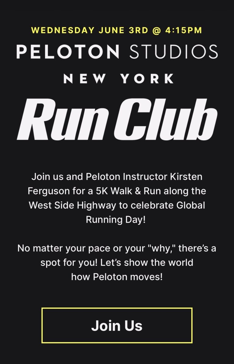 Free Peloton Studios New York Global Running Day Run Club: June 3 - The ...